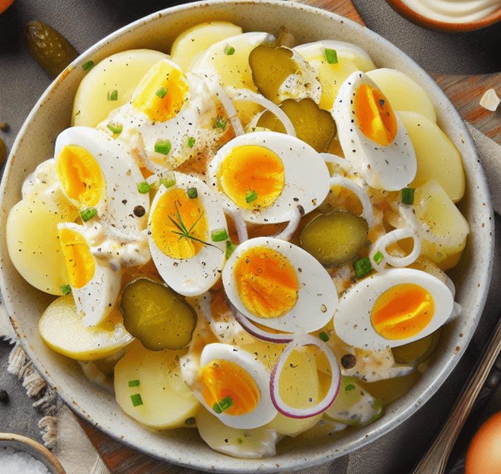 Kartoffelsalat mit Ei und Mayonnaise